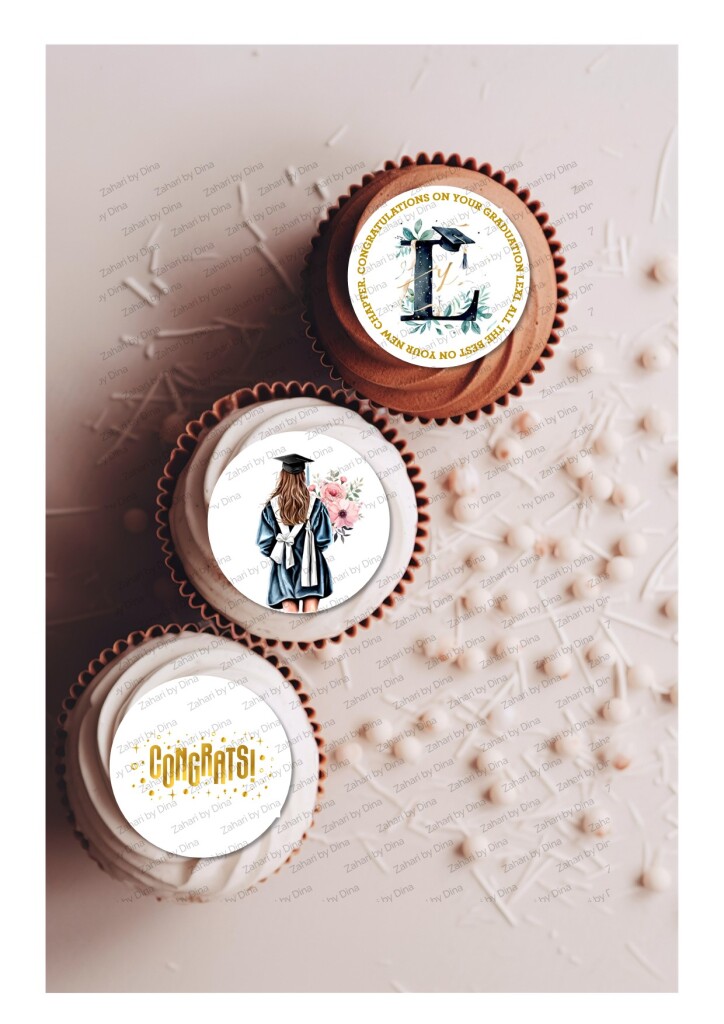 Congratulations graduate/graduation initial 2024 precut round icing ...