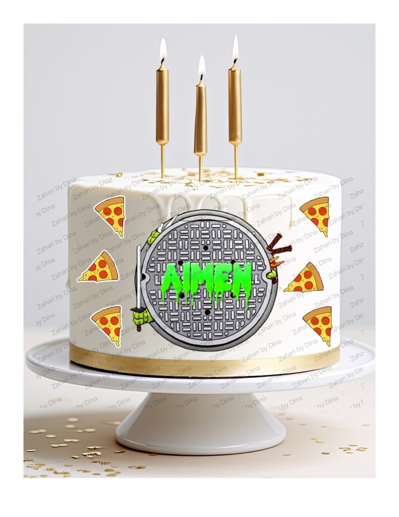 Precut TMNT /Ninja Turtle inspired personalized name and pizza cut out ...