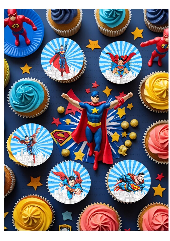 Superman Inspired icing toppers – Edible image precut rounds for ...